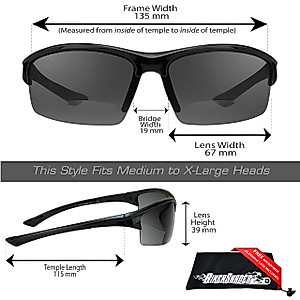 proSPORT Polarized Bifocal Sunglasses Readers Fishing Golf Tennis Cycling Motorcycle Running Driving Gray Lens Men Women 1.00 +1.25 +1.50 +1.75 +2.00 +2.25 +2.50 BQ