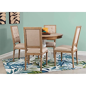 Linon Troyin Wood Pedestal Dining Table in Natural Brown and White