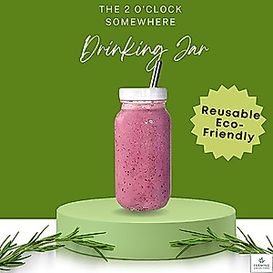 Reusable Smoothie Cup Regular Mouth 24 oz Mason Jar with Wide STAINLESS STEEL Straws Drinking Cups and Lids and Straws- Drinking Lid and BPA Leak Proof Caps by Jarming Collections