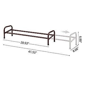 Gewudraw 1-Tier Shoe Rack Expandable, Width Adjustable Shoe Shelf Storage Organizer, 41.53'' Metal Standing Shoe Rack for Bedroom Entryway Closet, Holds up to 6 Pairs Shoes, Brown
