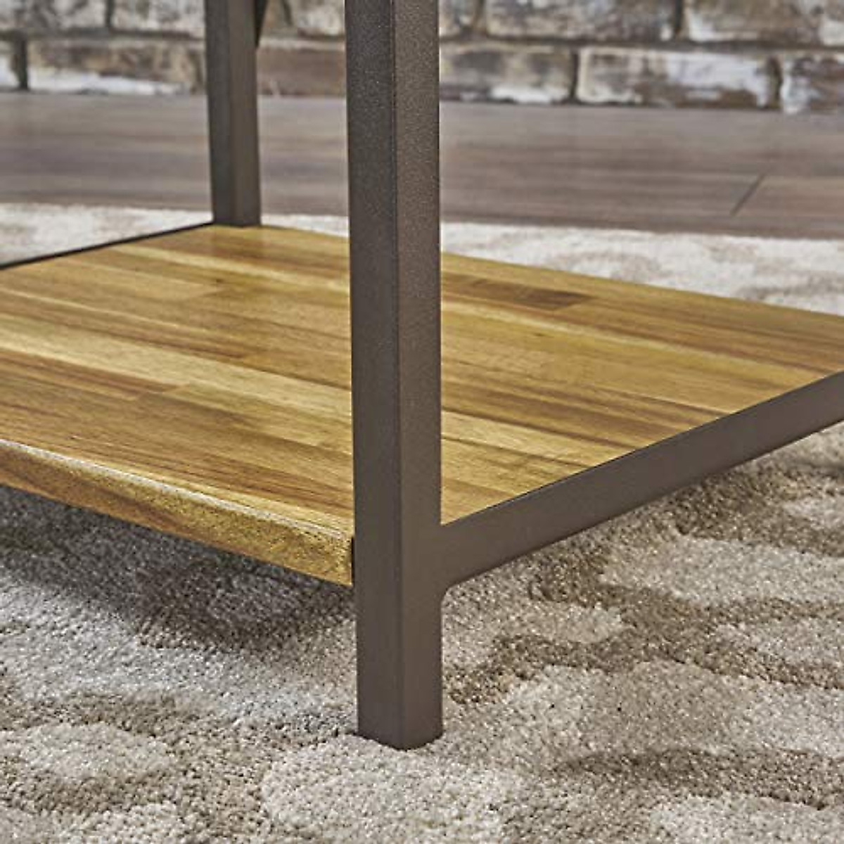 Christopher Knight Home Roney Acacia Wood Bookcase with Iron Accents, 17", Natural Stained With Rustic Metal