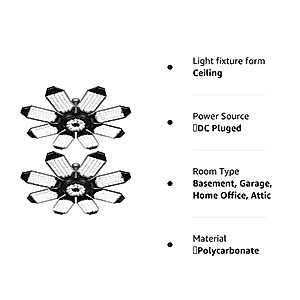 AUDLES 8+1 LED Garage Light, 260W LED Shop Light, E26/E27 Super Bright Deformable Ceiling Light Garage Lighting, Bay Light, Attic Light, Basement Light 2PK