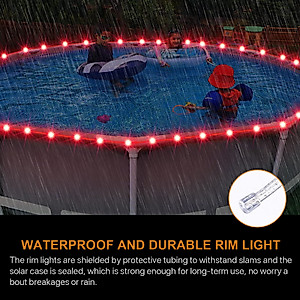 Eliteemo LED Pool Lights for Above Ground Pools, 15Ft Remote Control Submersible Rim Lights, C Battery Box, 16 Color Change by Yourself, Waterproof, Bright to Play at Night Outdoors