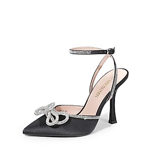 DREAM PAIRS Women's High Heels Destiny Closed Toe Strappy Heels Sexy Rhinestone Ankle Strap Pumps Wedding Bridal Party Dress Shoes DESTINY,Size 11,Black,SDPU2208W