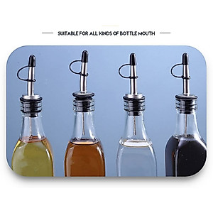 6 Pack Speed Pourers Spouts with Tapered, Liquor Pourers with Rubber Cap, Stainless Steel, Hygienic, Dishwasher Safe, Fits most Classic Bottle's Lip up to 3/4"
