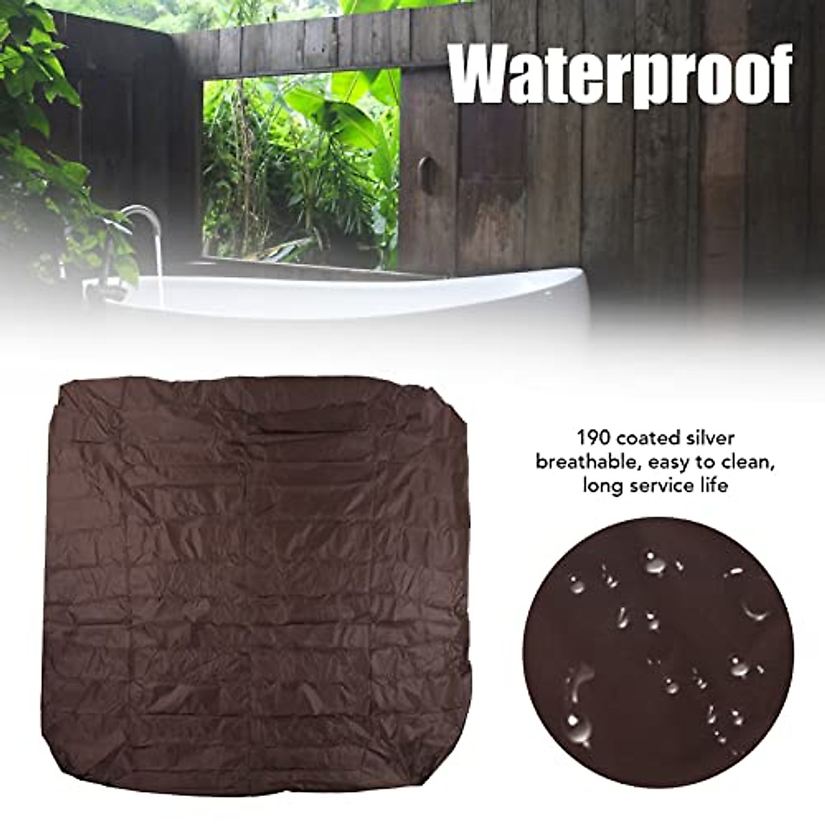 GLOGLOW Spa Bath Rainproof Cover, Sun Protection Dustproof Waterproof Outdoor Bathtub Dust Cover Breathable for Garden (Brown)