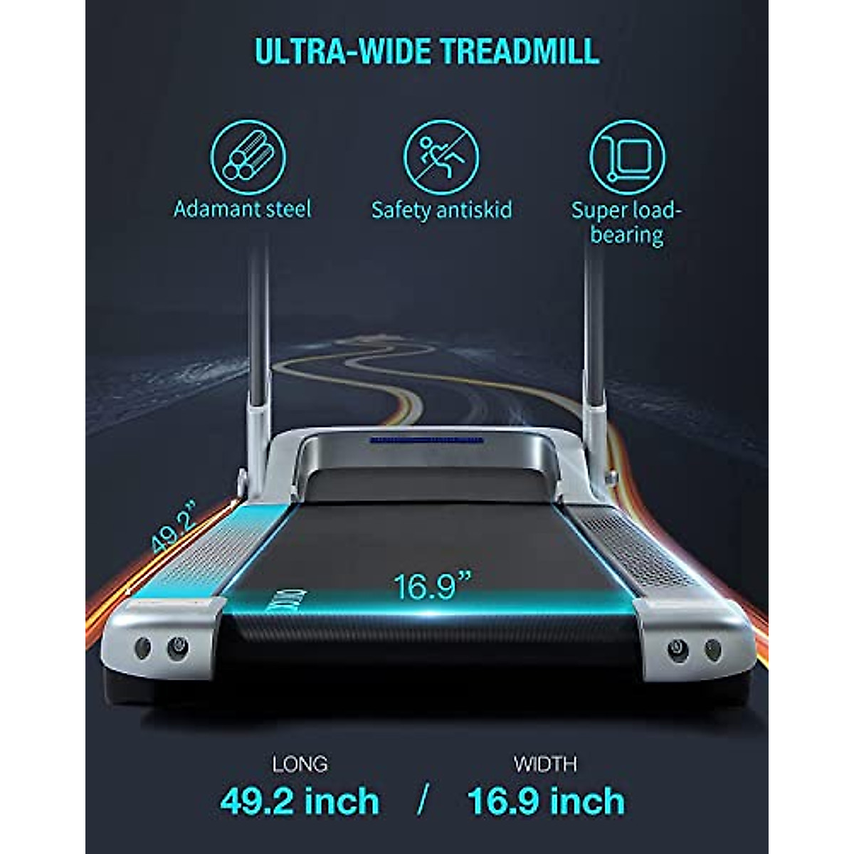 OVICX Q2S Folding Portable Treadmill Compact Walking Running Machine for Home Gym Workout Electric Foldable Treadmills with LED Display Phone Holder for Small Spaces 3.0HP Weight Capacity 300 lbs