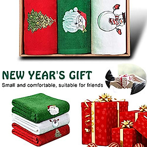 Armyte Christmas Hand Towels, 100% Cotton Bathroom Kitchen Washcloths, Wash Basin Towels 12 x 18, Christmas Holiday, Dish Towels for Drying, Cleaning, Cooking & Baking (3 Set: Red, White, Green)