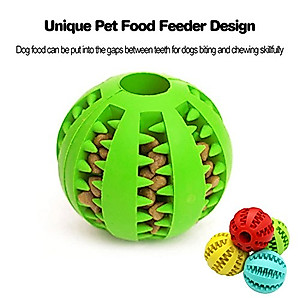 Idepet Dog Toy Ball, Nontoxic Bite Resistant Toy Ball for Pet Dogs Puppy Cat, Dog Pet Food Treat Feeder Chew Tooth Cleaning Ball Exercise Game IQ Training Ball(2 Pack-Blue&Green)