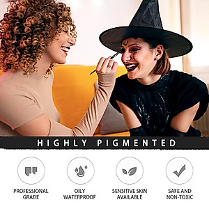 ALNILK Black Face Paint Clown White Makeup, Halloween Cosplay SFX Makeup Black + White Face Body Paint Special Effects Makeup Kit, Oil Based Face Body Paint Face Paint for Art Theater