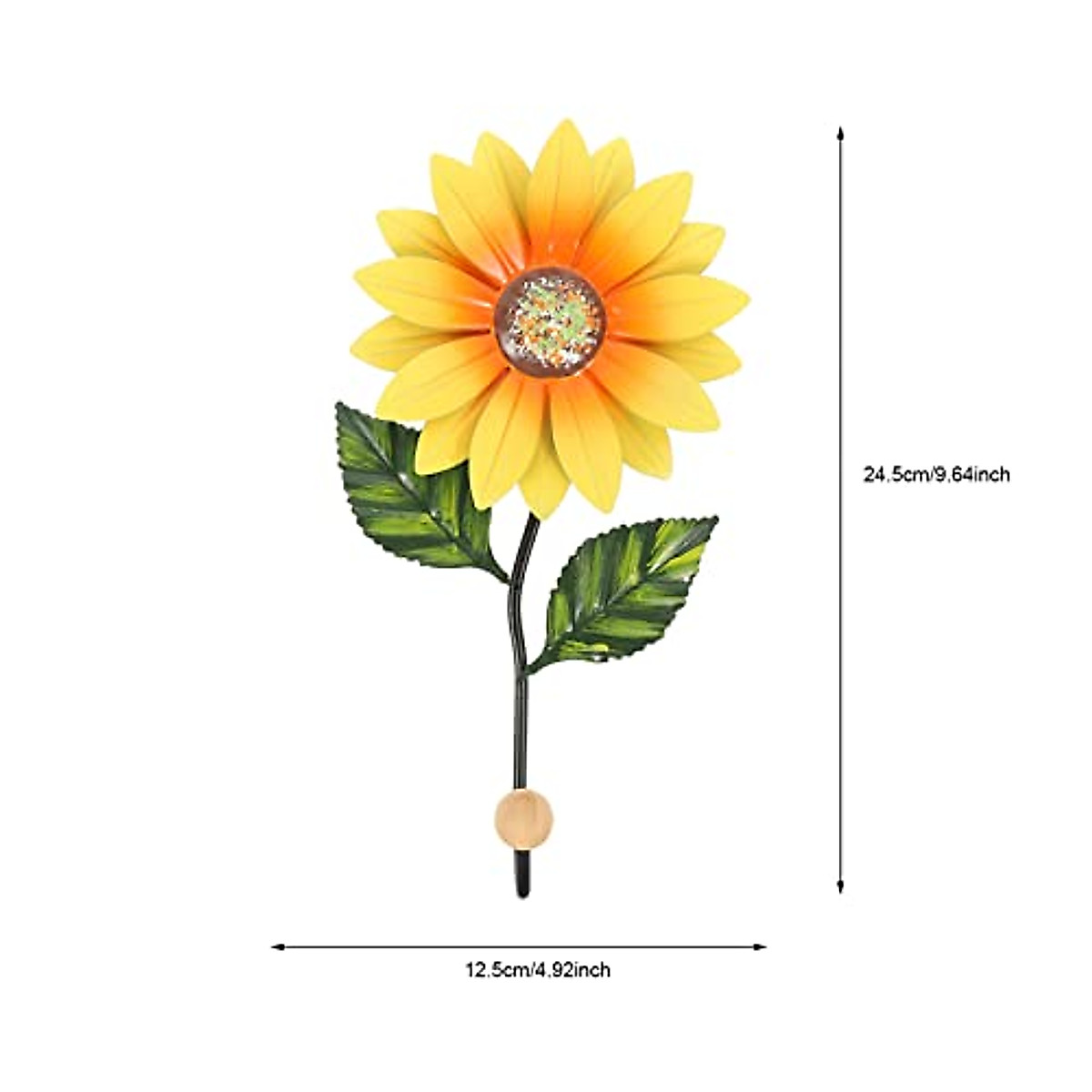 YARNOW Wall Hooks Wall Mounted Art Flower Hook Vintage Metal Sunflower Hooks Keys Aprons Kitchen Wall Hangers for Hanging Coat Hat Key Towel Vintage Hanger Yellow