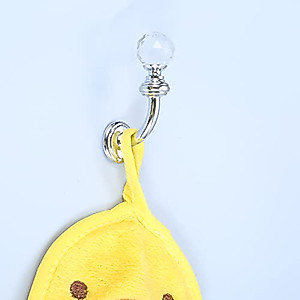 Mgoodoo 5pcs Crystal Hooks, 2.87x1.46inch Round Crystal Wall Coat Hat Hanger Holder Wall Mounted Curtain Holdbacks Tassel Towel Hanger(Sliver)