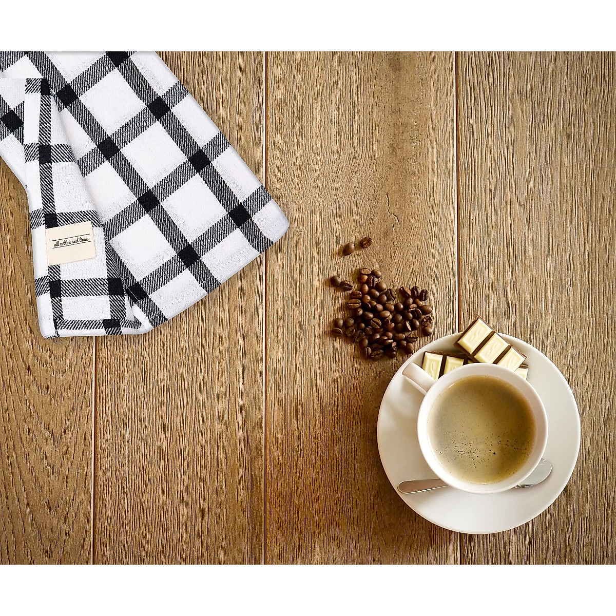 Black Kitchen Towels - Linen Dish Towels - Black and White Striped Kitchen Towels - Farmhouse Dish Towels - Black Cotton Dish Towels Machine Washable, Linen Collection Bar Dish Towels 6 Pack, 16X27