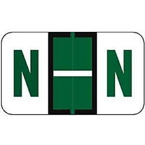 Doctor Stuff - File Folder Labels, Alphabet Letter N, Jeter/TAB 5100 - JXAM Series Compatible Alpha Stickers, Dark Green, 15/16" x 1-5/8", 225 Labels per Package