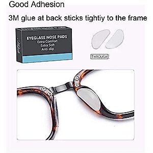 Eyeglass Nose Pads, Adhesive Anti-Slip Nose Pads, Soft Silicone Nose Pad Cushion for Glasses, Eyeglasses, Sunglasses, 12 Pairs(Clear)