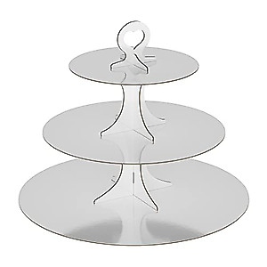 Ausoleil 2 Set Cupcake Stand Tower 3 Tier, White Tiered Cardboard Cupcake Display Stand, Round Stand Cupcake Dessert Holder Stand for Parties (White)