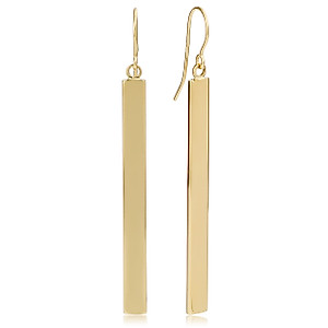 KoolJewelry 14k Yellow Gold High Polish Bar Drop Earrings (4 mm wide x 41 mm long)