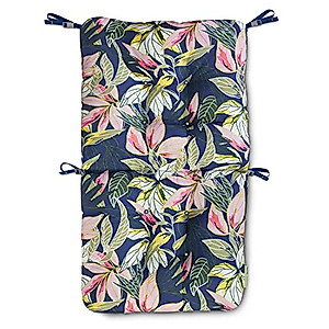 Vera Bradley by Classic Accessories Water-Resistant Patio Chair Cushion, 21 x 19 x 22.5 x 5 Inch, Rain Forest Leaves Blue, Seat Back Cushion