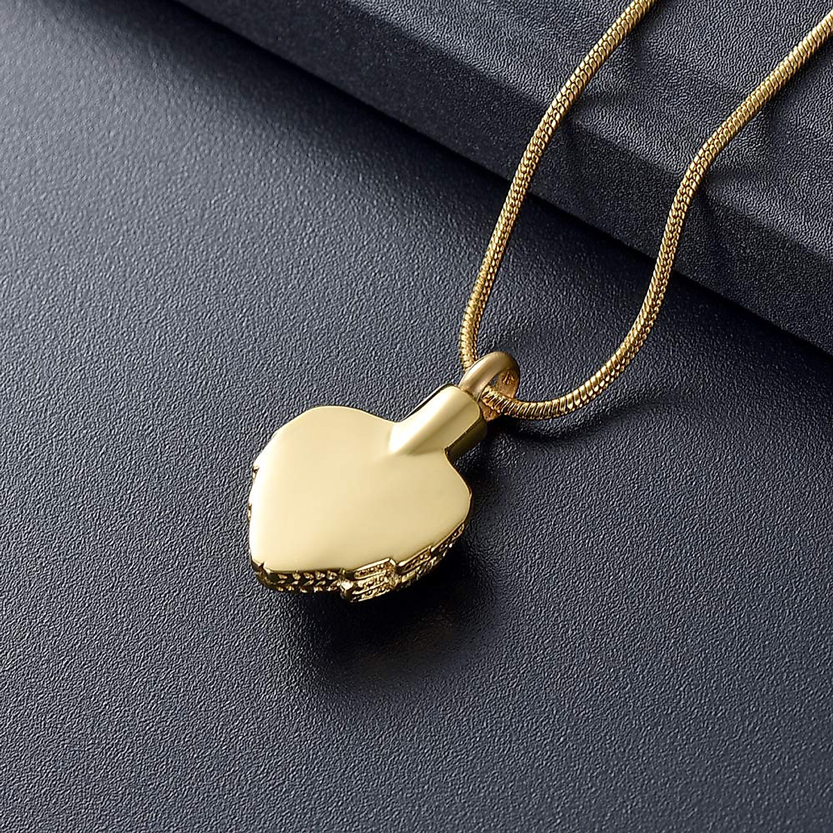 memorial jewelry Gold Angel Wings Glass Heart Urn Pet/Human Cremation Pendant Necklace Jewelry for Ashes
