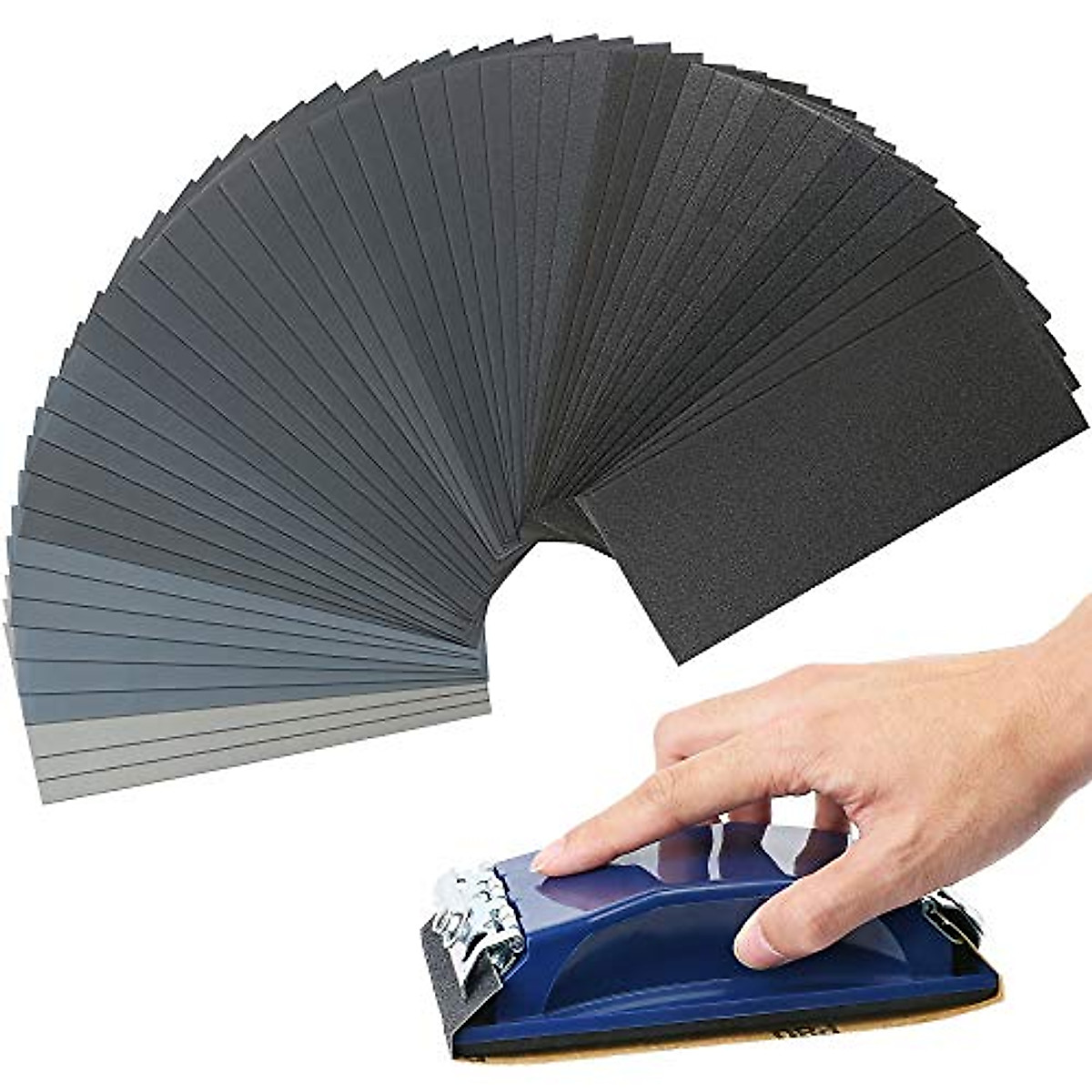 LotFancy Sandpaper 60 to 5000 Grit, 108PCS 9 x 3.6” Dry Wet Sand Paper with Sanding Block, Silicon Carbide Sanding Sheet Assortment, for Automotive Metal Wood Furniture Polishing Finishing Buffing