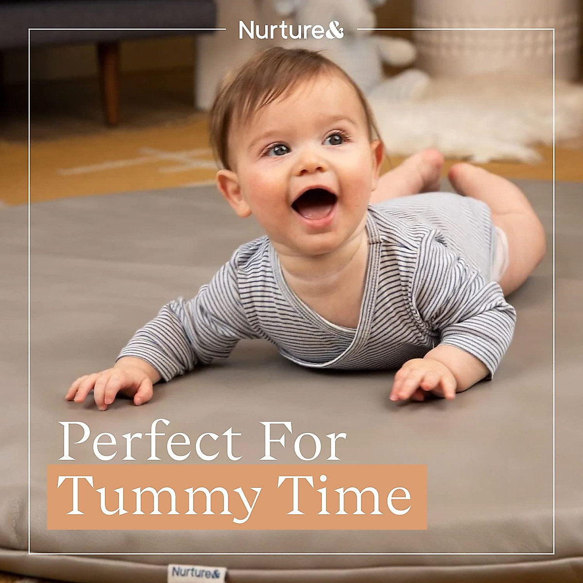 Nurture& Baby Padded Play Mat | Non-Toxic Foam Floor Activity Pad for Babies, Toddlers, Infants | Activity, Tummy Time, Crawling (Max 51" x 76", Olive)