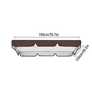 Outdoor Patio Swing Canopy Replacement, 3 Seater Porch Swing Seat Canopy Cover, Garden Furniture Covers, Waterproof Windproof Anti-UV Heavy Duty Rip Proof Garden Hammock Top Cover, 77×49 inch, Coffee