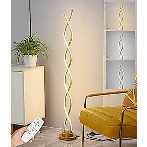 Aanyhoh LED Spiral Floor Lamp with Remote Control 30W Dimmable Modern Metal Twist Standing Pole Lamp 3 Color Temperatures Adjustable Corner Floor Lamp Tall Living Rooms, Bedroom and Offices