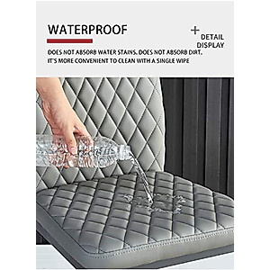 JT Modern Minimalist Dining Chair Fireproof Leather Sprayed Metal Pipe Diamond Grid Pattern Restaurant Home Conference Chair Set of 4 Or 6 (4, Light Gray)