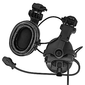 COMBATGEAR Tactical Headset with ARC Rail Adapter Ear Defender Airsoft Headphone Come with K 2 pin Push to Talk (Black)
