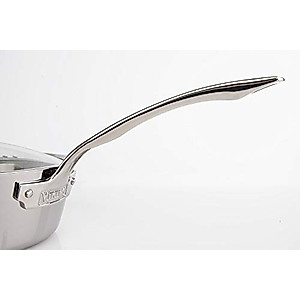 Viking Culinary Contemporary 3-Ply Stainless Steel Sauté Pan, 4.8 Quart, Includes Glass Lid, Dishwasher, Oven Safe, Works on All Cooktops including Induction