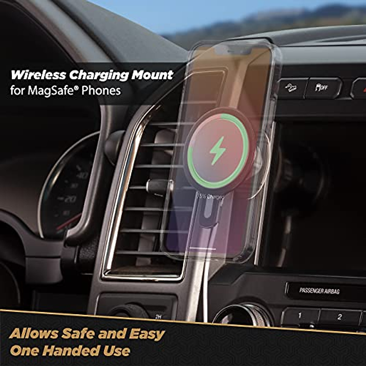 Scosche MSHODVMPD20-SP Compatible with MagSafe Chargers MagicMount MSC Vent/Dash 4-in-1 Car Mount Kit, Black