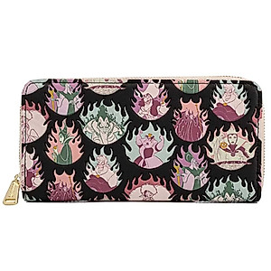 Loungefly Disney Villains Pastel Flames All Over Print Zip Around Wallet