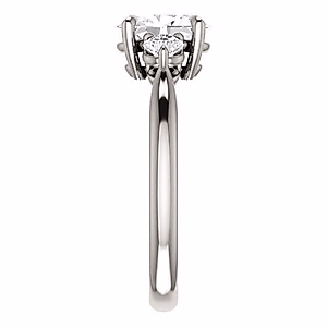 10K Solid White Gold Handmade Engagement Ring 1.0 CT Oval Cut Moissanite Diamond Solitaire Wedding/Bridal Ring Set for Women/Her Propose Ring (7.5)