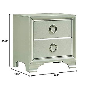 Coaster Furniture Salford 2-Drawer Metallic Sterling Nightstand 24.25" H x 16.5" W x 23.5" D Silver 222722