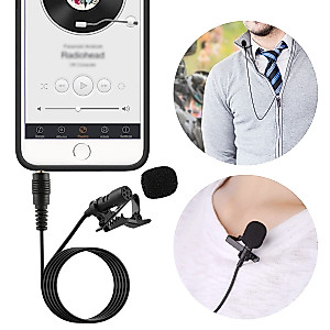 Camidy Clip On Lapel Microphone,Mini Handless Lavalier Mic 3.5mm Jack Wired Omnidirectional Condenser Microphone for Voice Recording