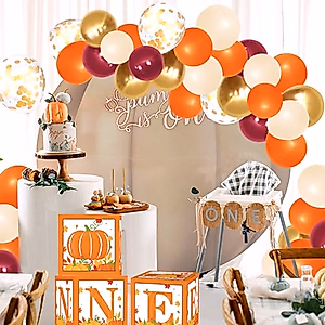 Little Pumpkin First Birthday Fall Party Decorations Balloon Boxes 1st Birthday Boxes Blocks for Fall Themed Thanksgiving Holiday Birthday Party Supplies Cake Smash Photo Props Backdrop