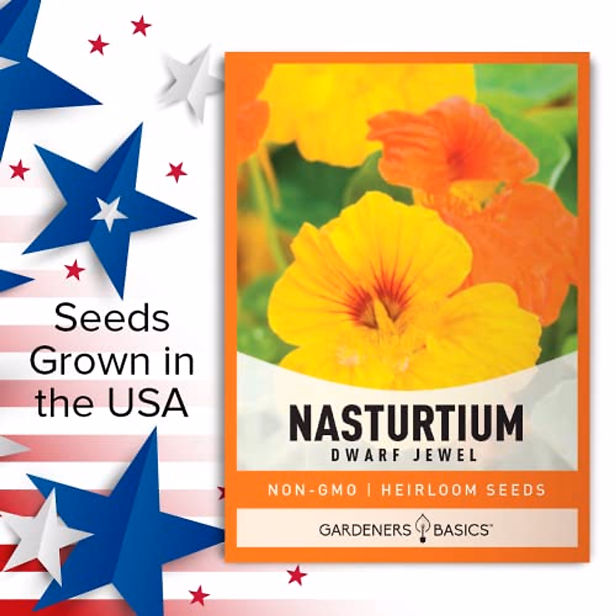 Nasturtium Flower Seeds for Planting (Dwarf Jewel) - Edible Flower Open Pollinated, Non-GMO Annual Flower Seed for Flower Gardens by Gardeners Basics