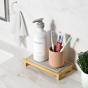 Jadairy Instant Dry Sink Organizer Fast Drying Stone Sink Caddy Tray Kitchen Sponge Holder Soap Tray for Kitchen Sink (Bamboo)