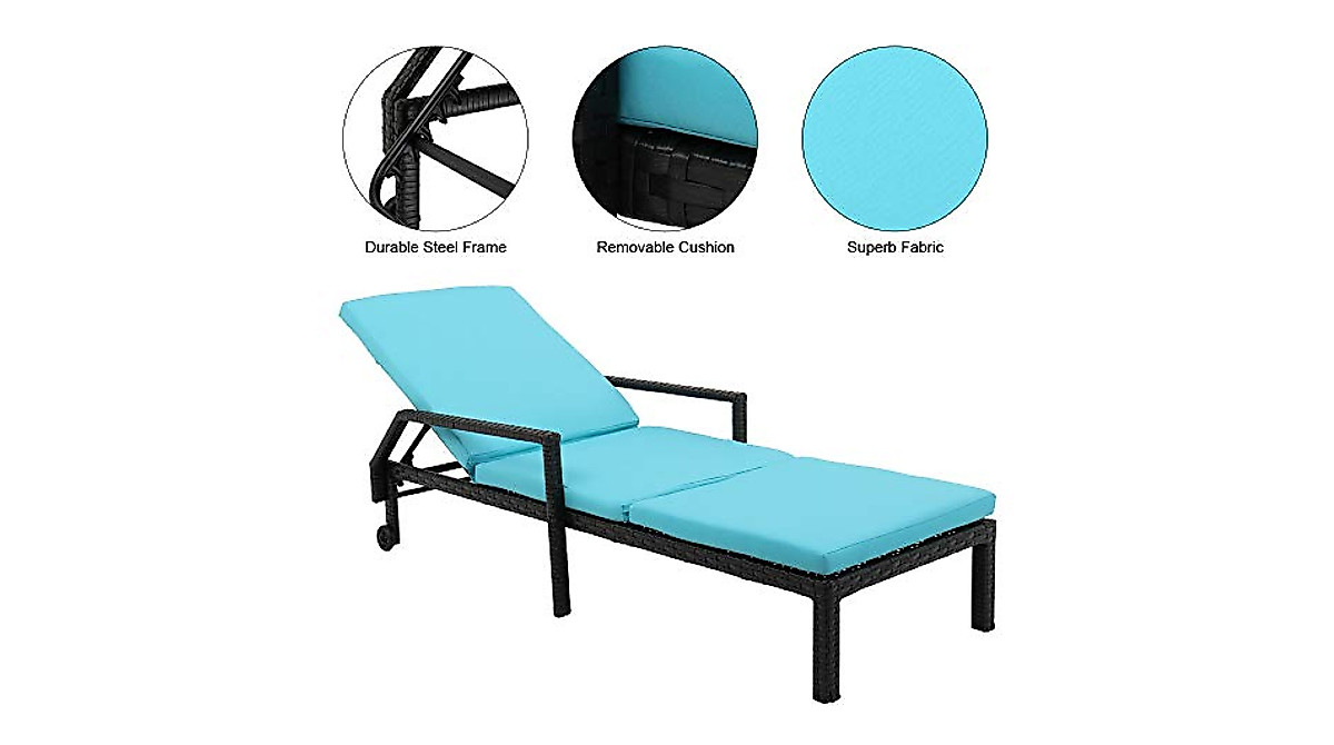 Wheeled Bed Black Gold Thread - Portable Outdoor Lounger