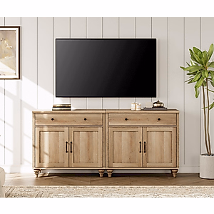 WAMAPT Buffet Cabinet with 4 Doors and 2 Drawers, Large Coffee Bar Tables Wood Kitchen Storage Cabinets with Storage Cabinets, Modern Farmhouse Sideboard Credenza for Dining Room, Oak, 68 inch