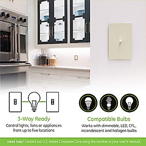 Enbrighten Almond Z-Wave Plus Smart Light Switch with QuickFit and SimpleWire, 3-Way Ready, Compatible with Alexa, Google Assistant, ZWave Hub Required, Repeater/Range Extender, Toggle, 14293