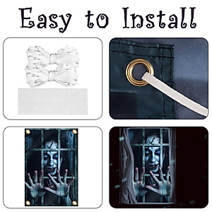 FOIMAS Halloween Window Cover Prop Spooky Female Ghost Window Poster Decoration Silhouette Decoration for Halloween Party Home Decoration Photo Props