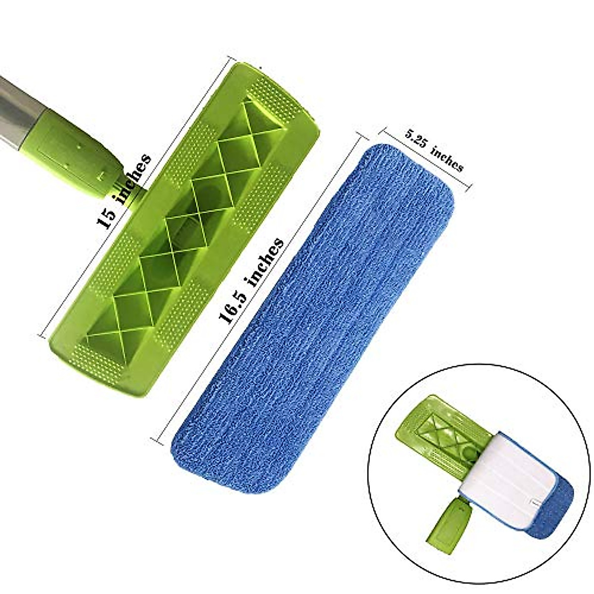 Microfiber Spray Mop Replacement Heads for Wet/Dry Mops Compatible with Bona Floor Care System 3 Pack (Blue)