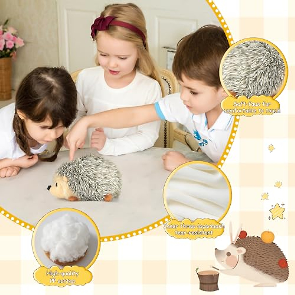 XUO Hedgehog Stuffed Animal, Cute Stuffed Hedgehog Soft Adorable Squishy Plush Toy, Gift for Boys Girls Kids