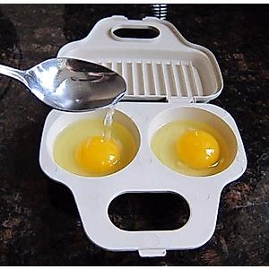 2 Cavity Egg Poacher - Microwave In One Minute - BPA Free - For Quick & Healthy Breakfast
