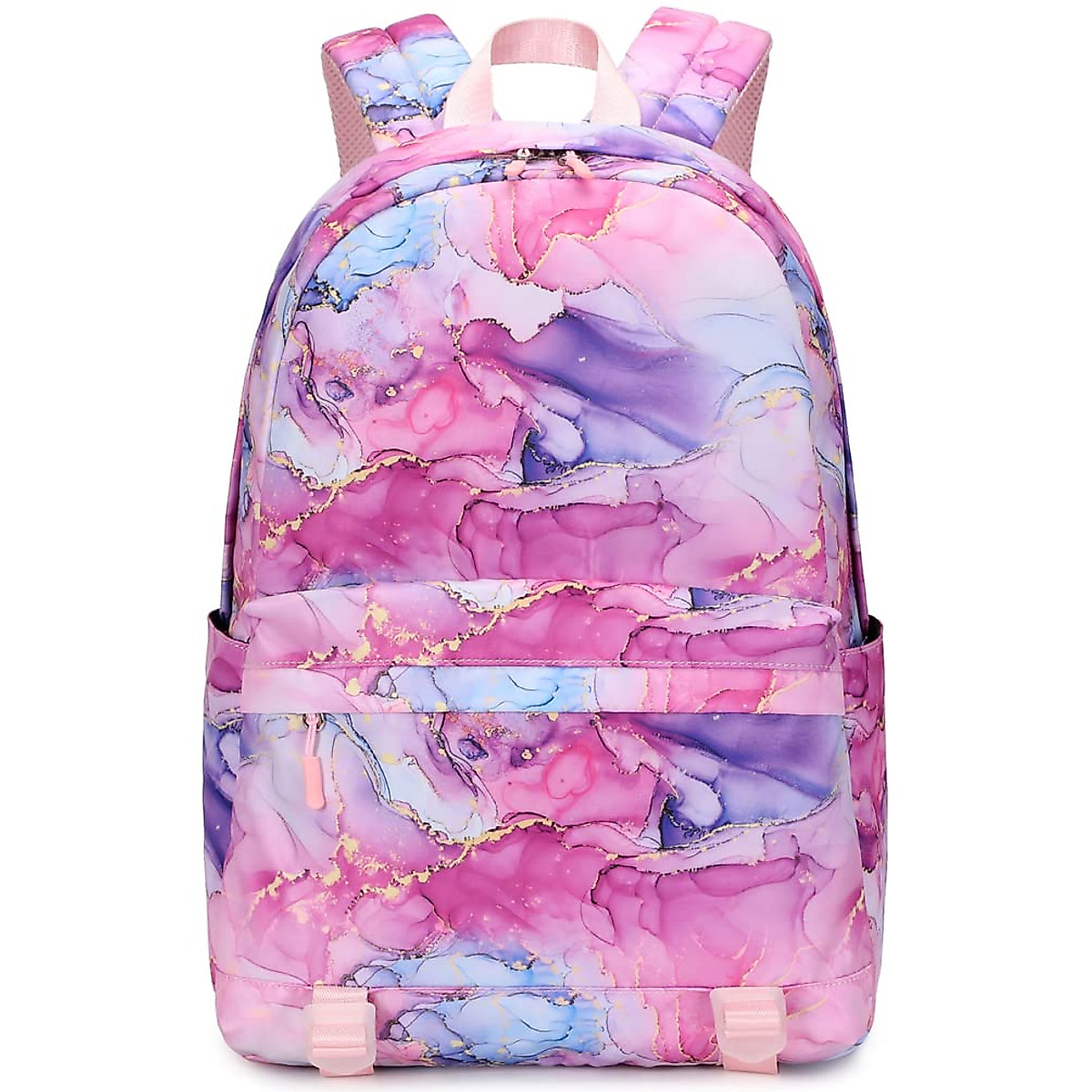 YUSSTAR Kids Girls Backpack Lunch Box Set Elementary School Bag Insulated Lunchbox Combo (Tie-dye Rose)