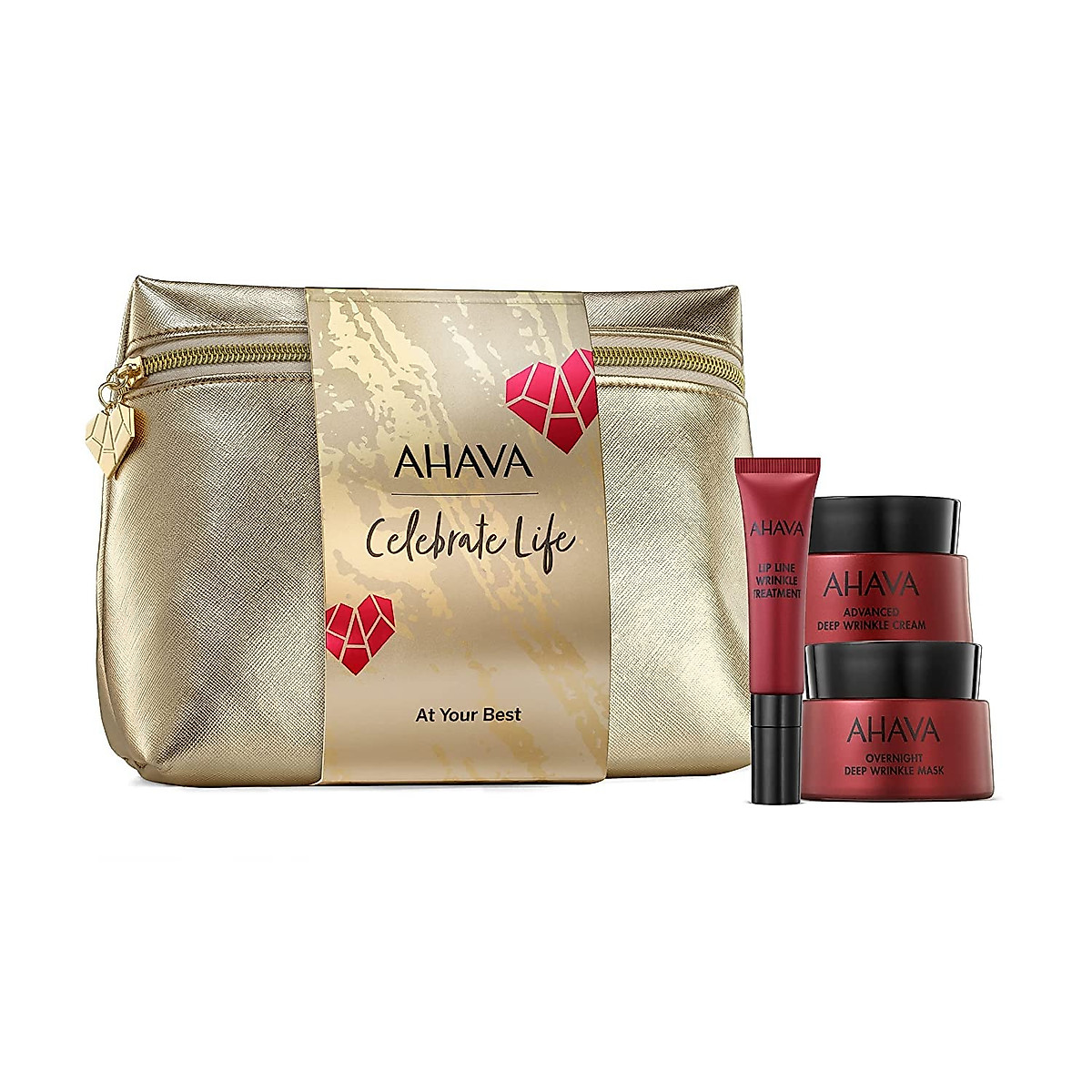 AHAVA At Your Best Skincare Trio Set - Includes Advanced Deep Wrinkle Cream, Overnight Deep Wrinkle Mask & Lip Line Wrinkle Treatment, enriched with Exclusive Dead Sea Osmoter