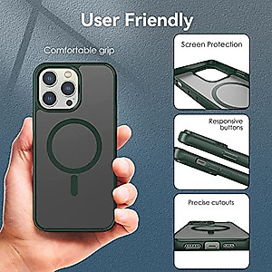 LANDEE Magnetic for iPhone 13 Mini Case Mag Safe Case Wireless Charging Cover Matte Matte Green