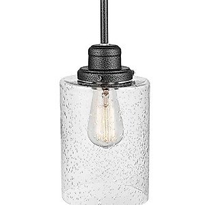 Globe Electric 61009 Annecy 1-Light Pendant, Graphite Finish, Seeded Glass Shade, Bulb Included