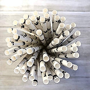 Dog Theme Bone and Paw Print Paper Straws - Black White Red - 50 Pack Outside the Box Papers Brand